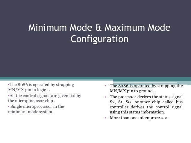 Minimum mode and Maximum mode Configuration in 8086