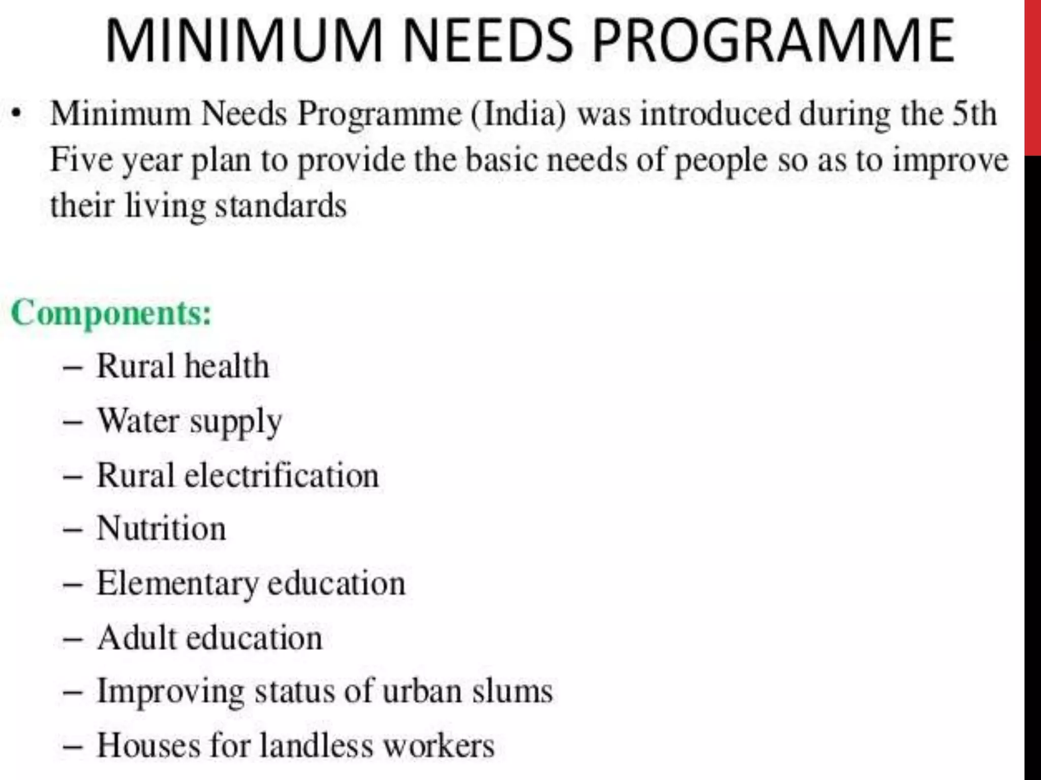 Minimum Need's Programme, Presented By Mohammed Haroon Rashid | PPTX