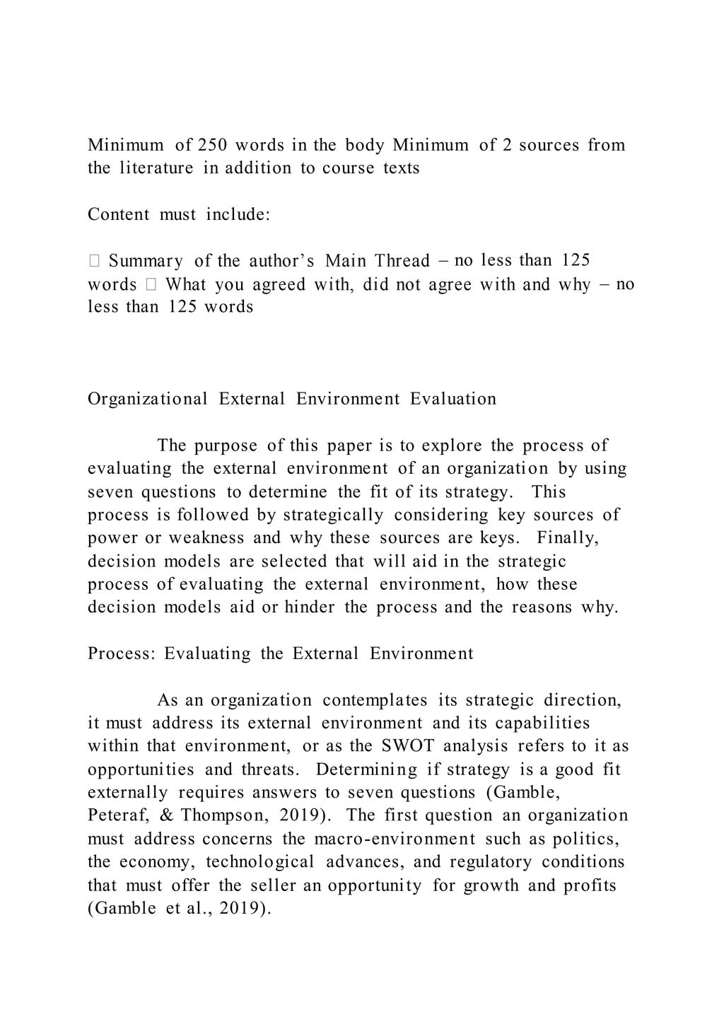 Minimum of 250 words in the body Minimum of 2 sources from the lit | PDF