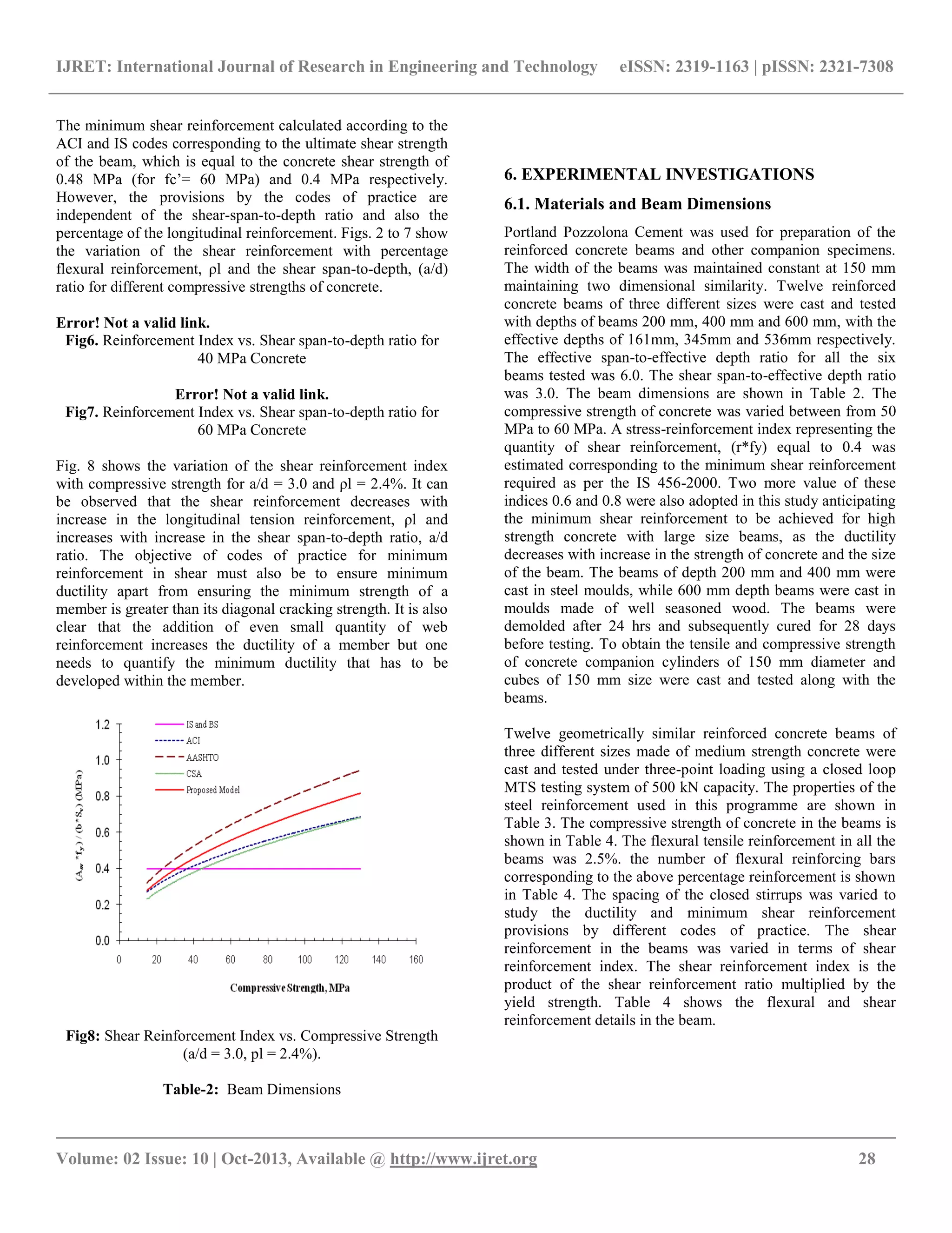 Minimum shear reinforcement for optimum ductility of reinforced concrete beams | PDF