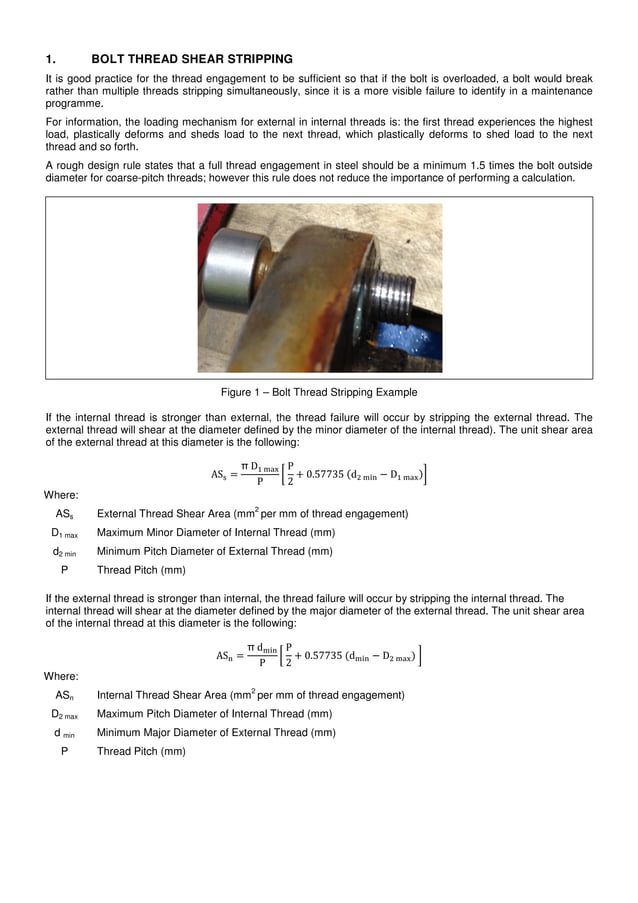 Minimum Bolt Thread Engagement with Respect to Various Material ...