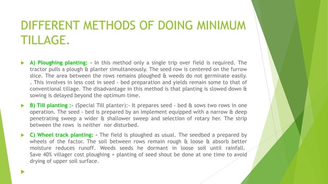 What is meant by Minimum tillage | PPTX | Agriculture | Industries