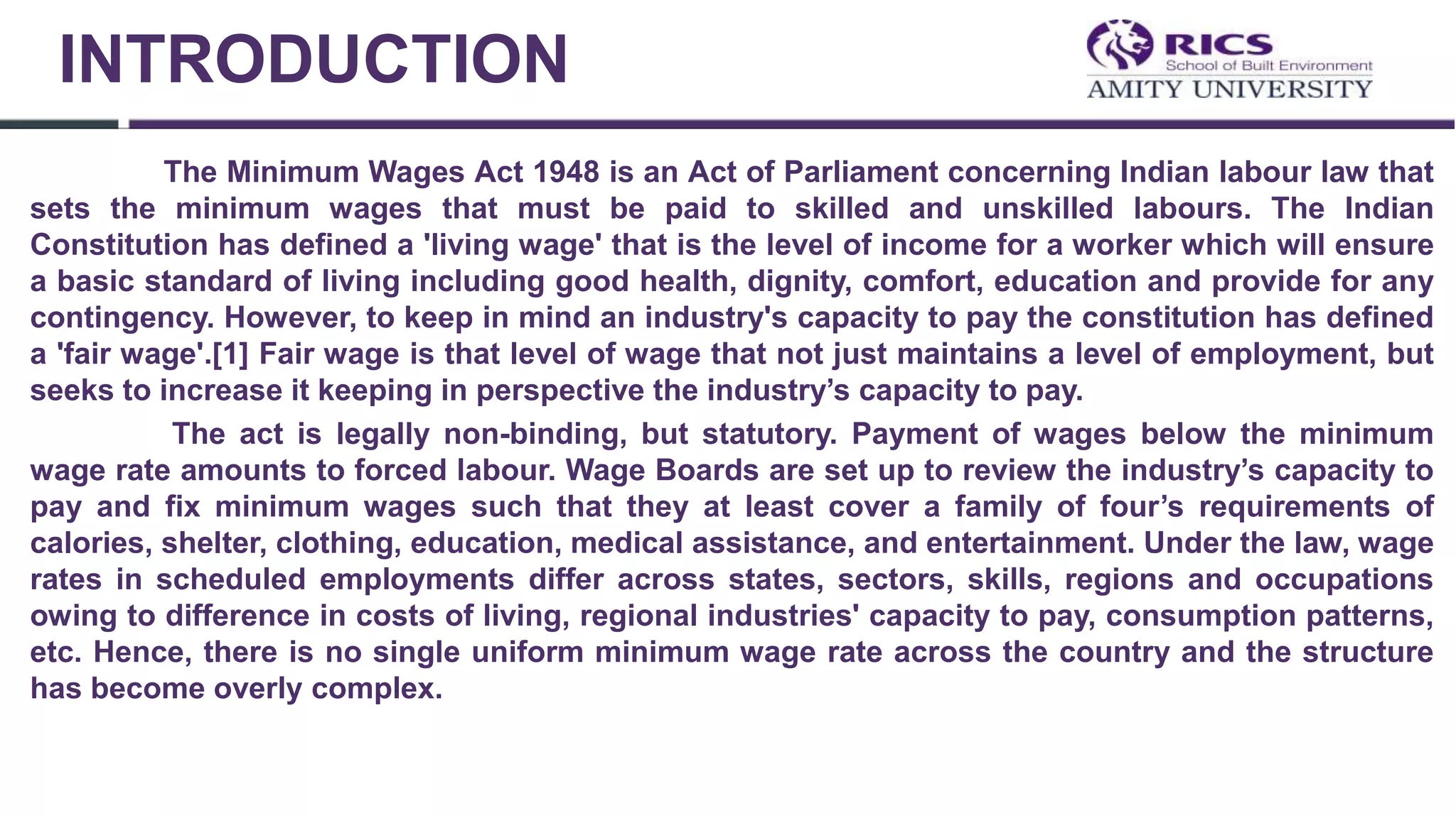 Minimum wages act | PPTX