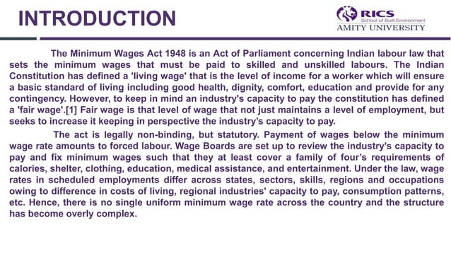 Minimum wages act | PPTX | Economy | Business and Finance
