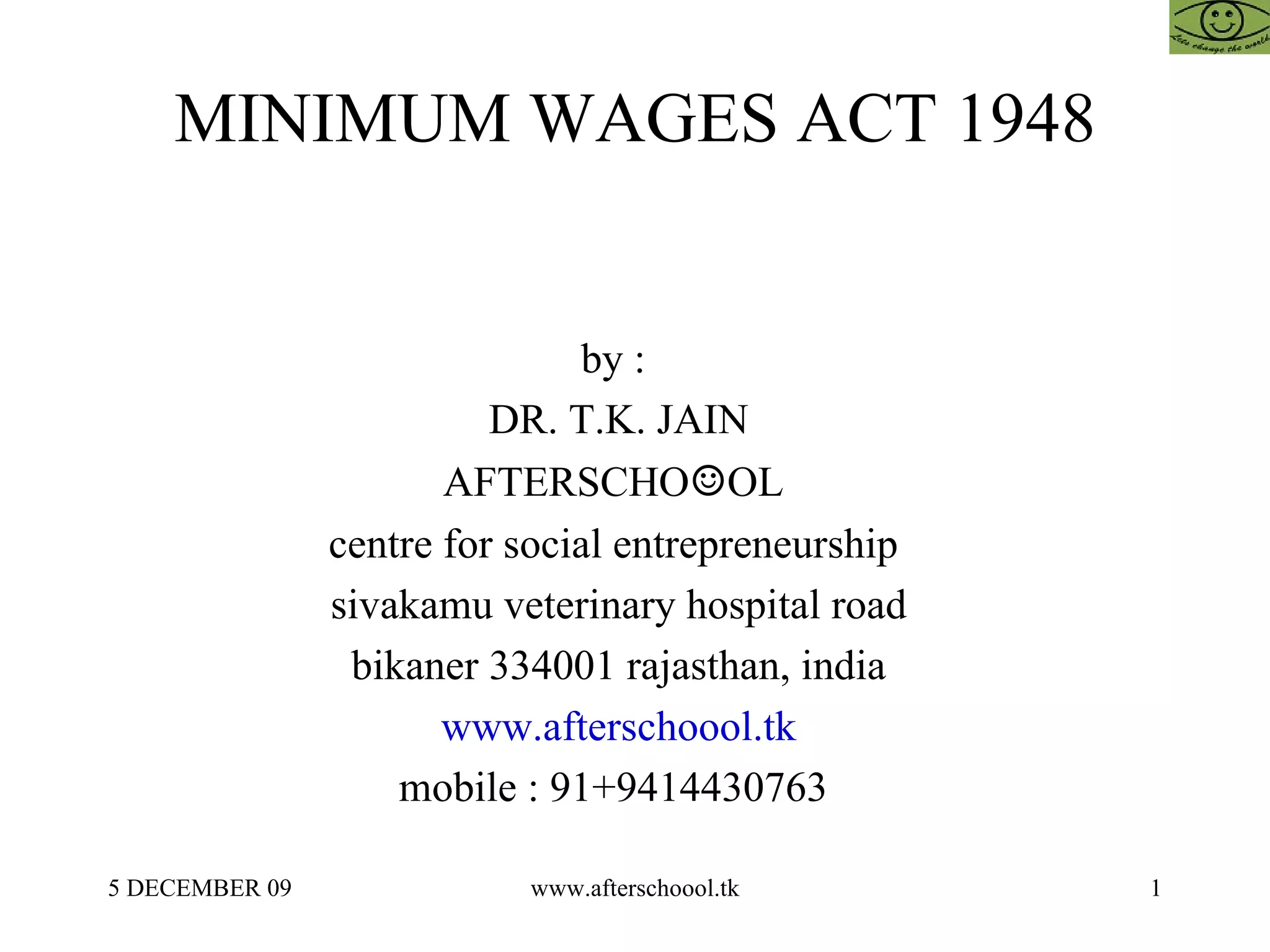 Minimum Wages Act 1948 | PPT