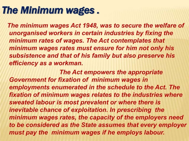 Minimum wages act 1948 | PPTX