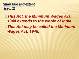 Minimum wages act 1948 | PPTX