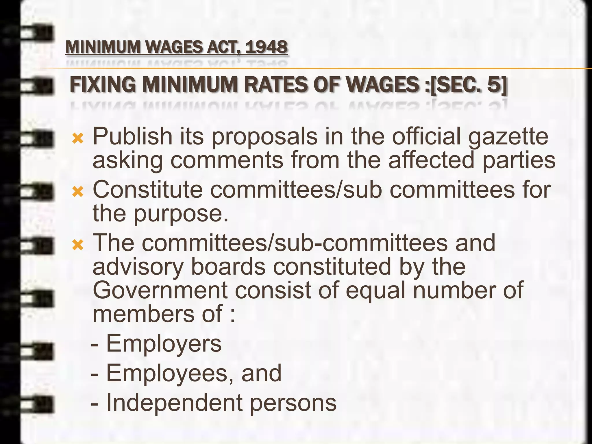 Minimum wages act, 1948 | PPTX | Job Market | Economy