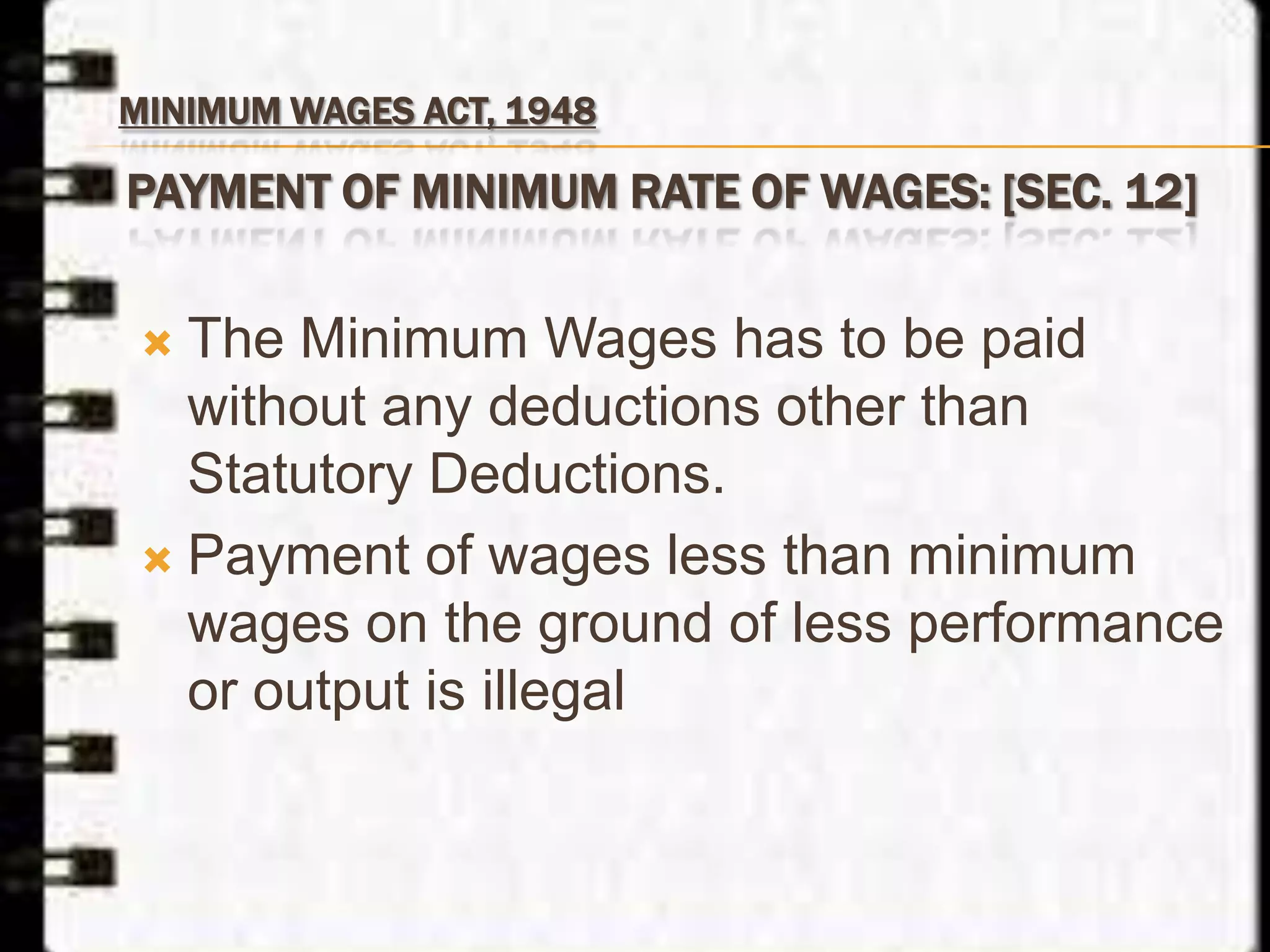Minimum wages act, 1948 | PPTX | Job Market | Economy