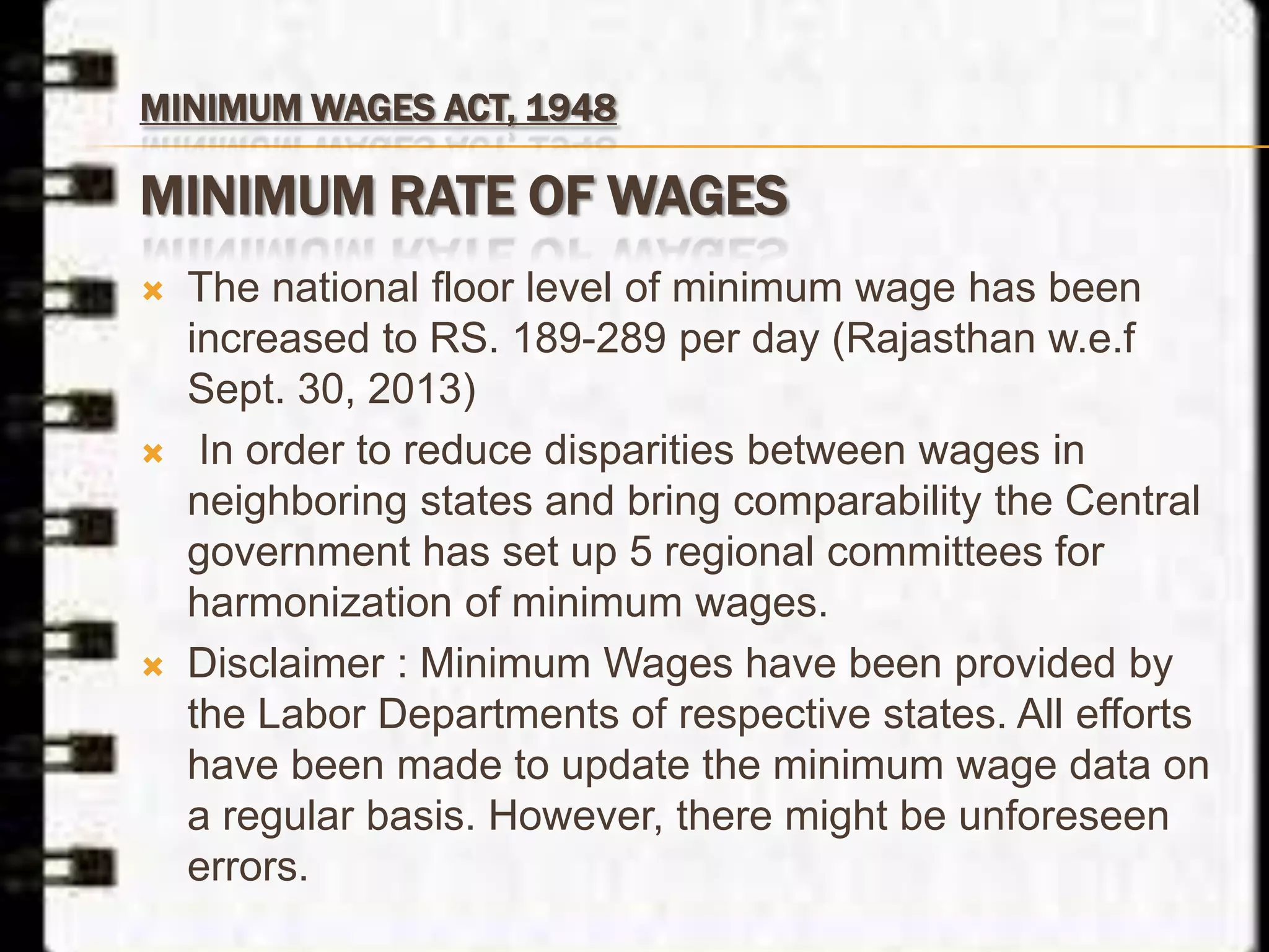 Minimum wages act, 1948 | PPTX | Job Market | Economy