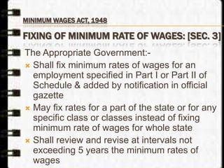 Minimum wages act, 1948 | PPTX | Job Market | Economy