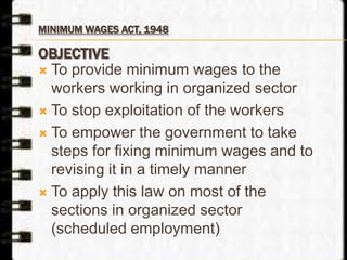 Minimum wages act, 1948 | PPTX