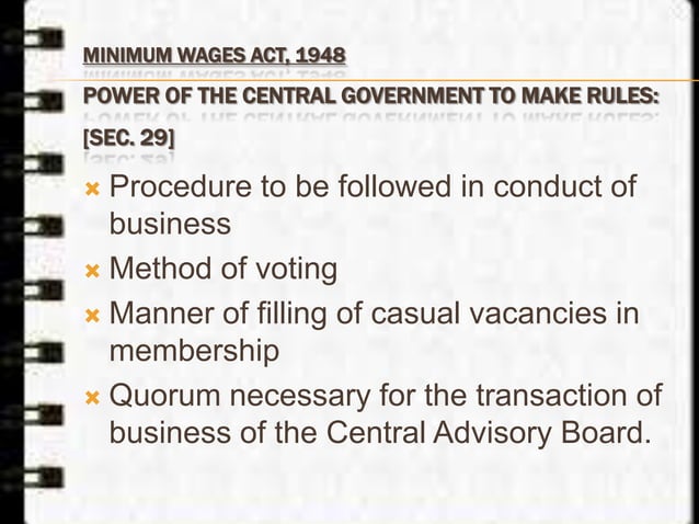 Minimum wages act, 1948 | PPTX | Job Market | Economy