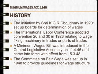 Minimum wages act, 1948 | PPTX | Job Market | Economy