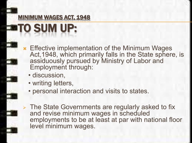 Minimum wages act, 1948 | PPTX | Job Market | Economy