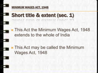 Minimum wages act, 1948 | PPTX | Job Market | Economy