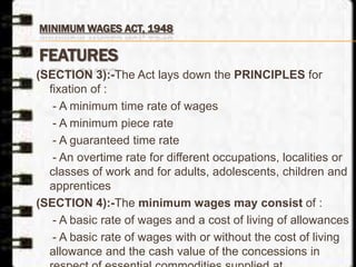 Minimum wages act, 1948 | PPTX | Job Market | Economy