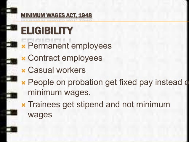 Minimum wages act, 1948 | PPTX | Job Market | Economy