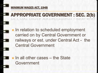 Minimum wages act, 1948 | PPTX