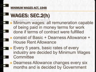 Minimum wages act, 1948 | PPTX | Job Market | Economy