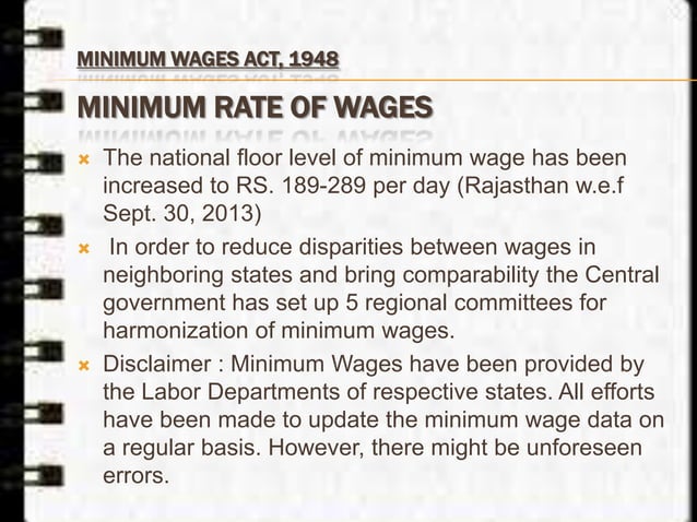 Minimum wages act, 1948 | PPTX | Job Market | Economy