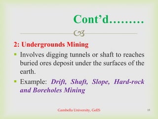 Economic Geography :Mining and Minerals | PDF