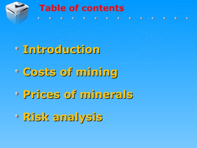 Mining costs and prices of minerals | PPT