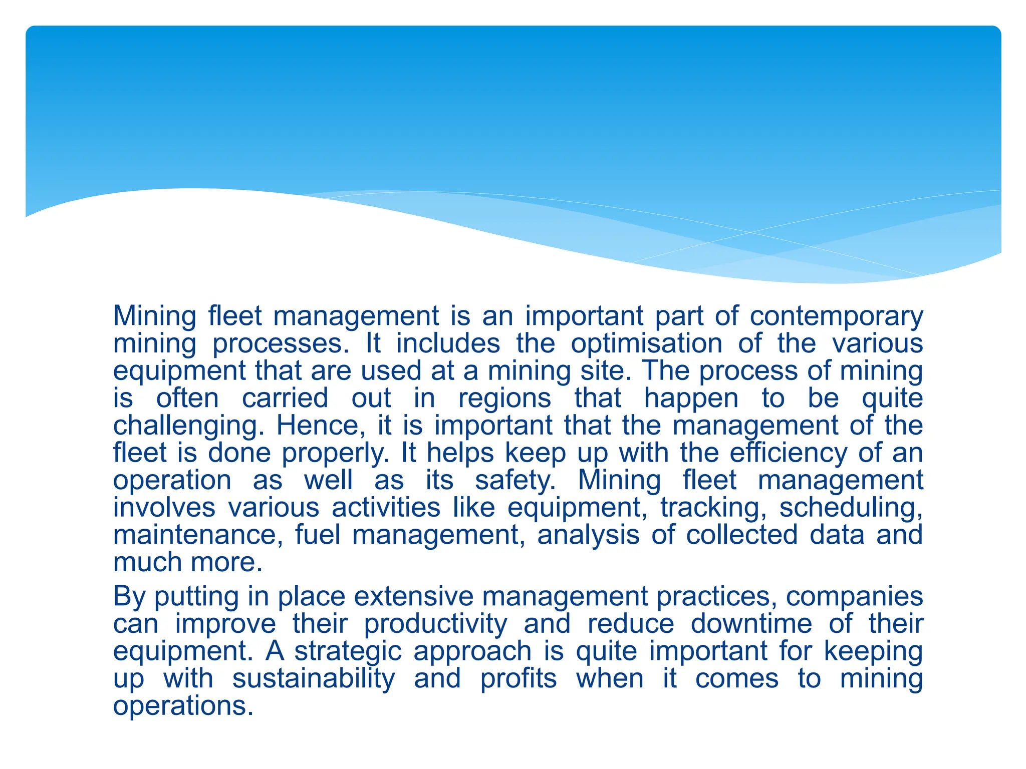 Mining Fleet Management Significant At A Glance.pptx | Business ...