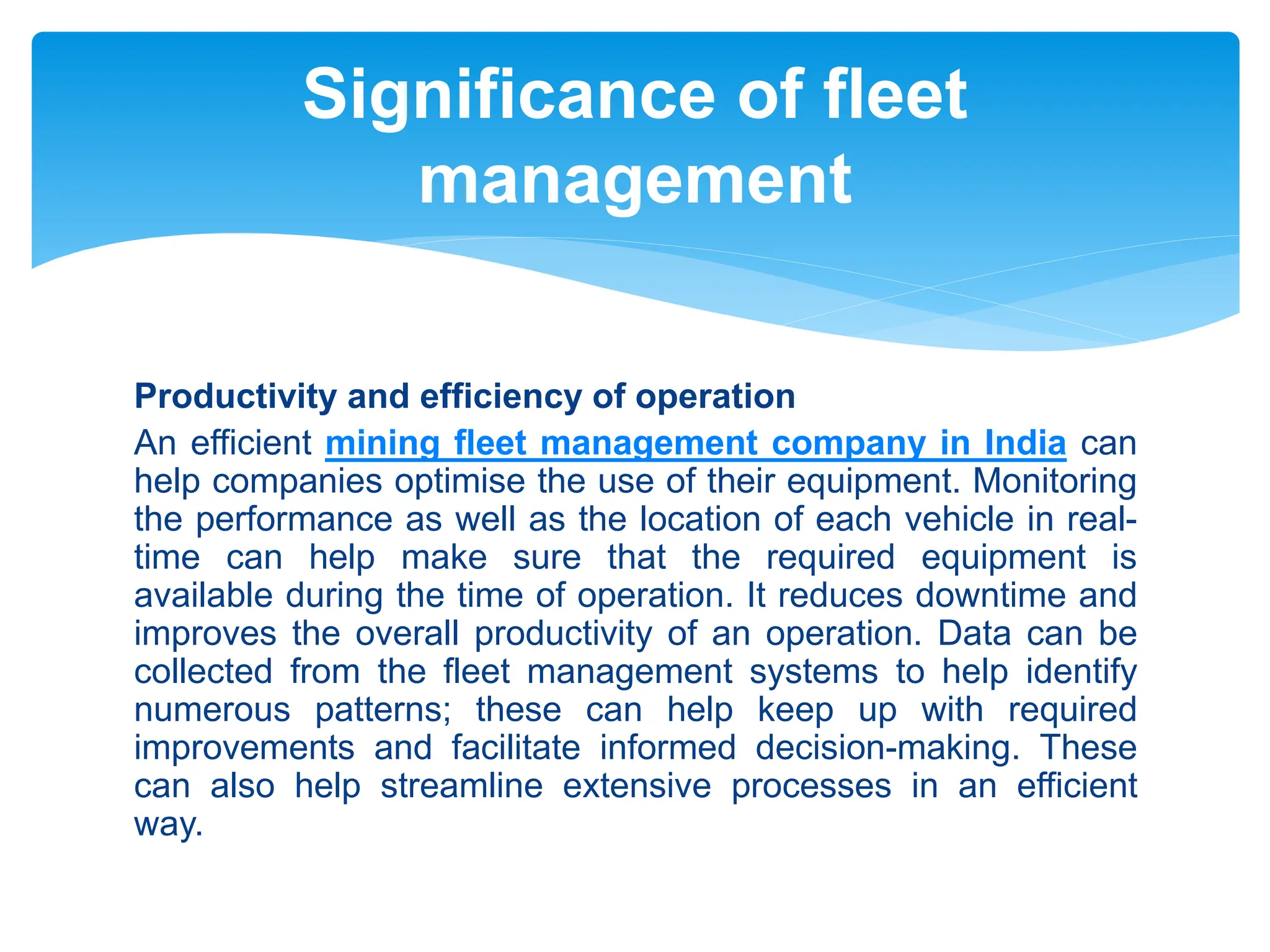 Mining Fleet Management Significant At A Glance.pptx | Business ...
