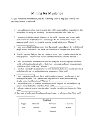 Mining for Mysteries | PDF