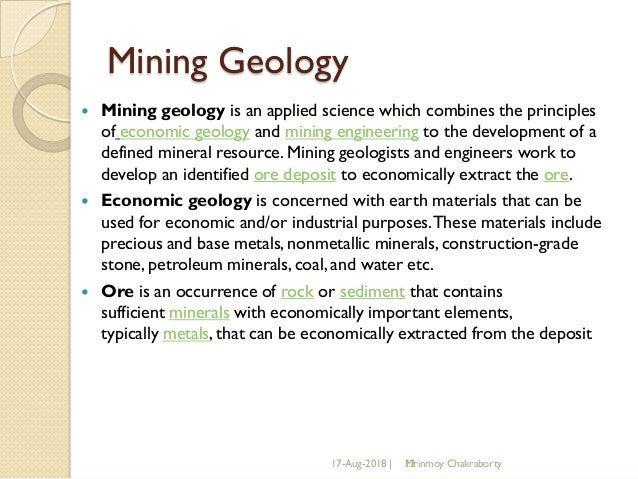 Mining geology an overview
