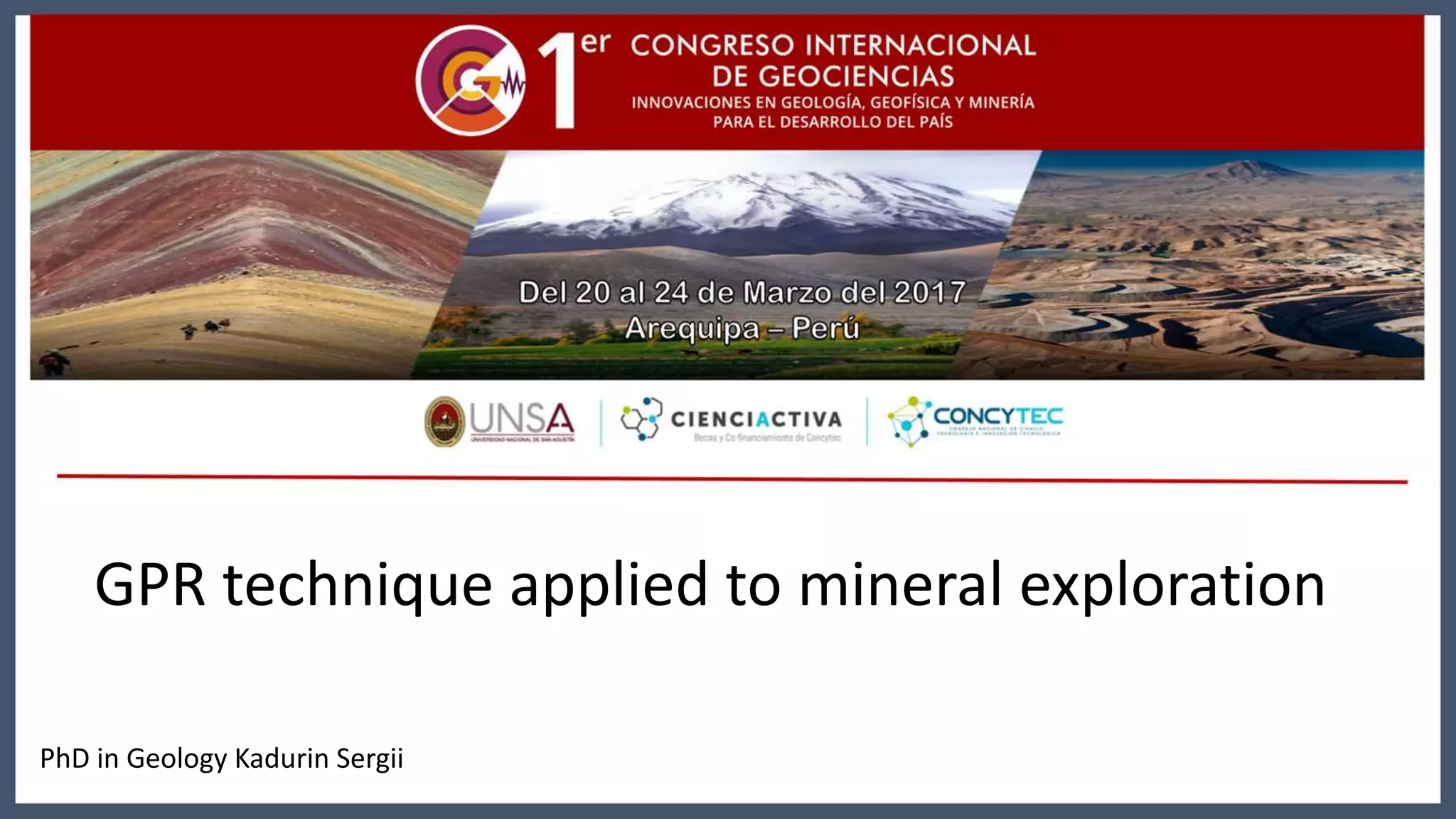 Paper presented at the First International Congress of Geosciences ...
