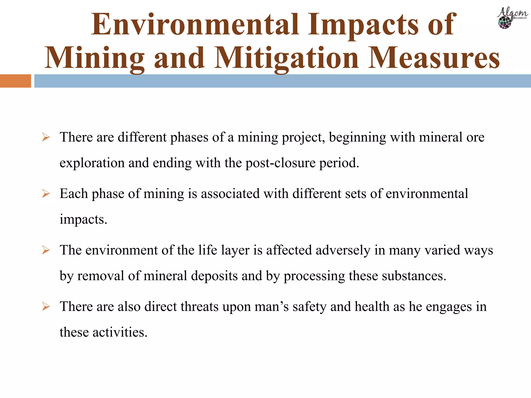 Environmental Impacts of Mining and Mitigation Measures | PPT
