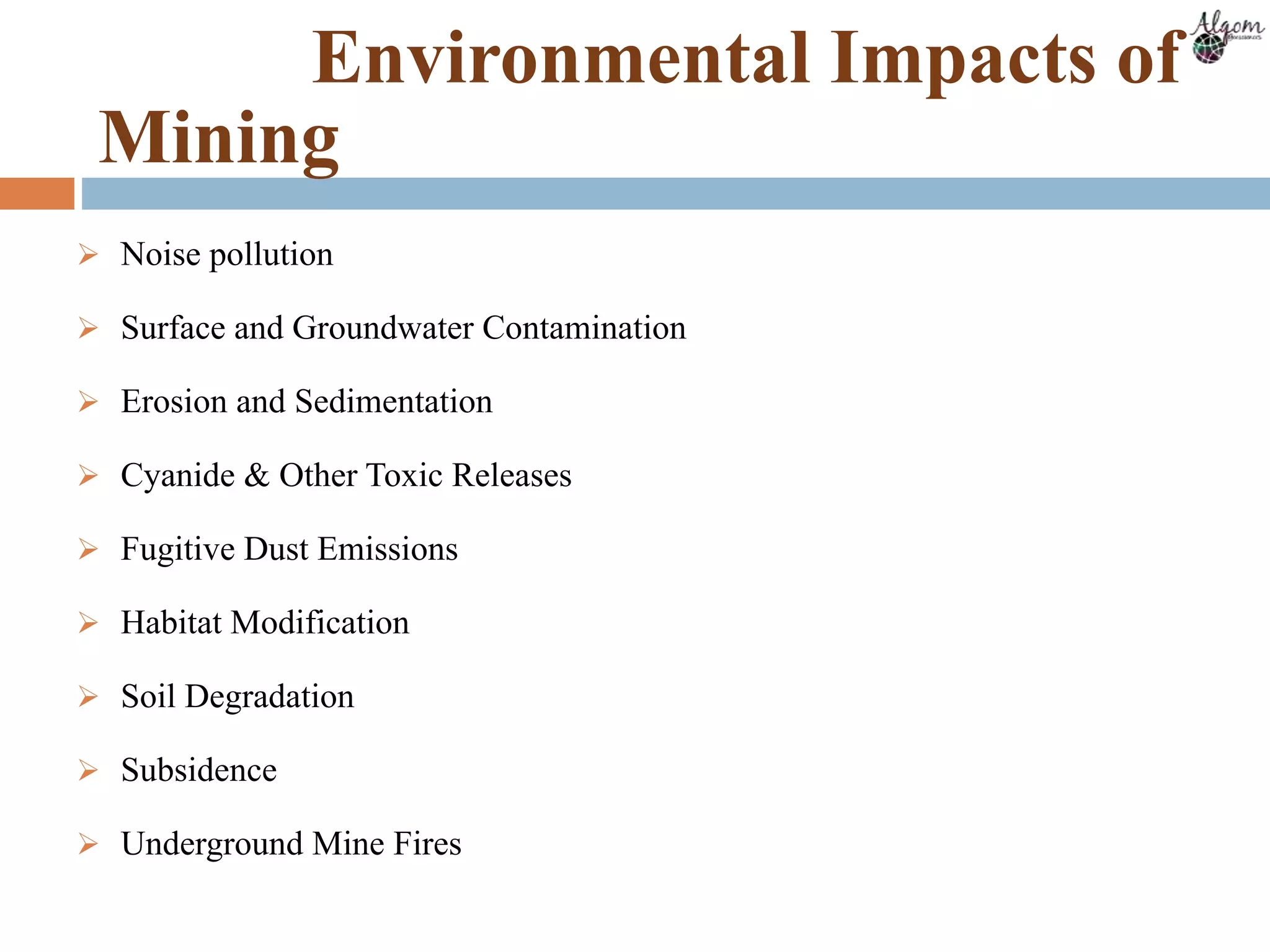 Environmental Impacts of Mining and Mitigation Measures | PPT | Indoor Environmental Quality ...