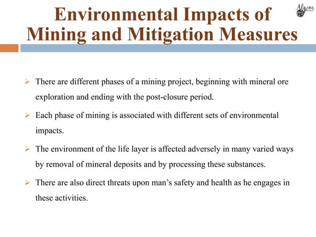 Environmental Impacts of Mining and Mitigation Measures | PPT | Indoor ...