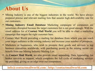 Mining industry email database | PPT