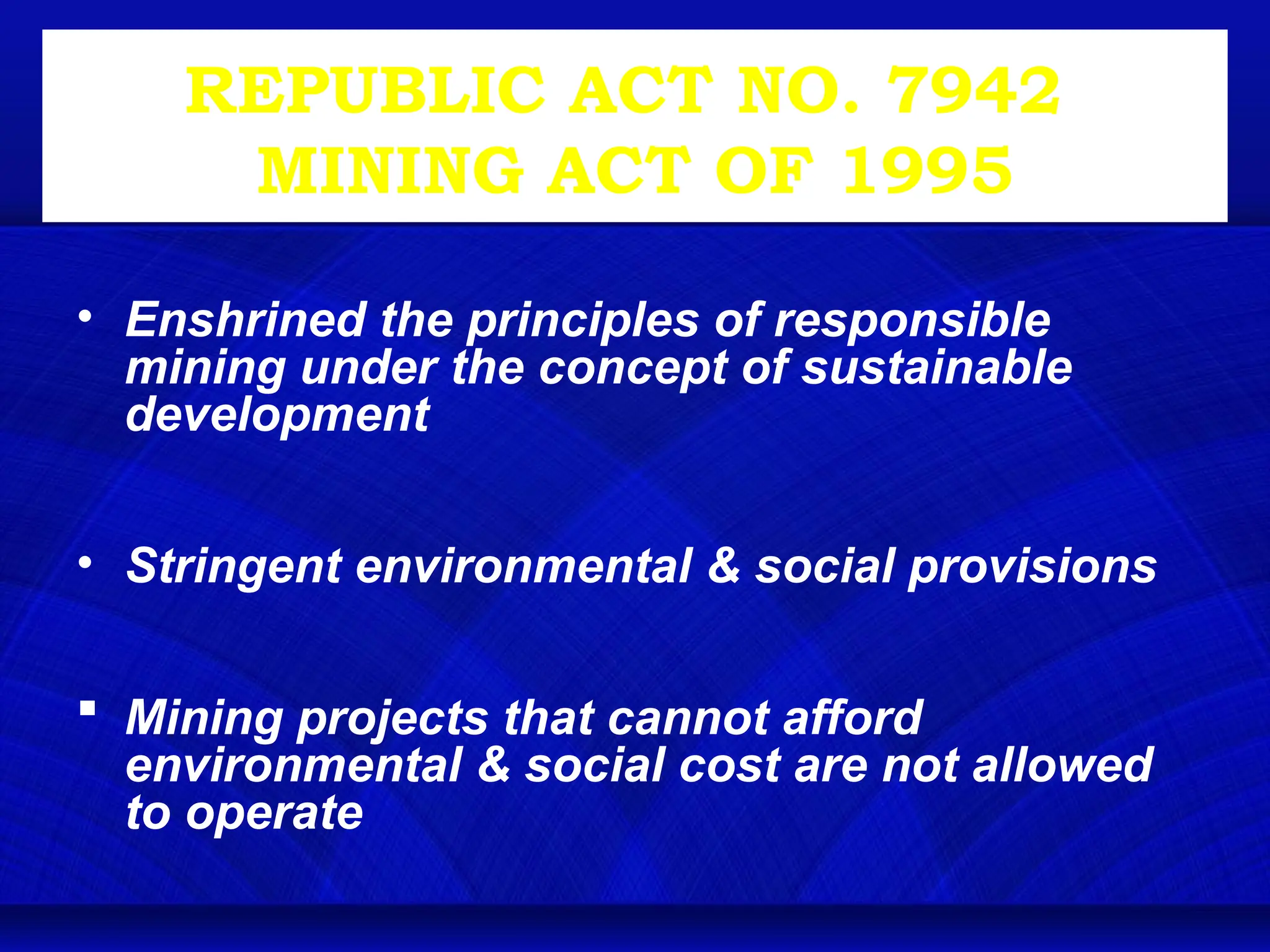 Mining Law in the Philippines.ppt Mining Law in the PhilippinesMining ...