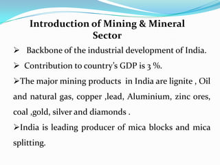 Mining & mineral sector | PPTX | Commodities | Economy