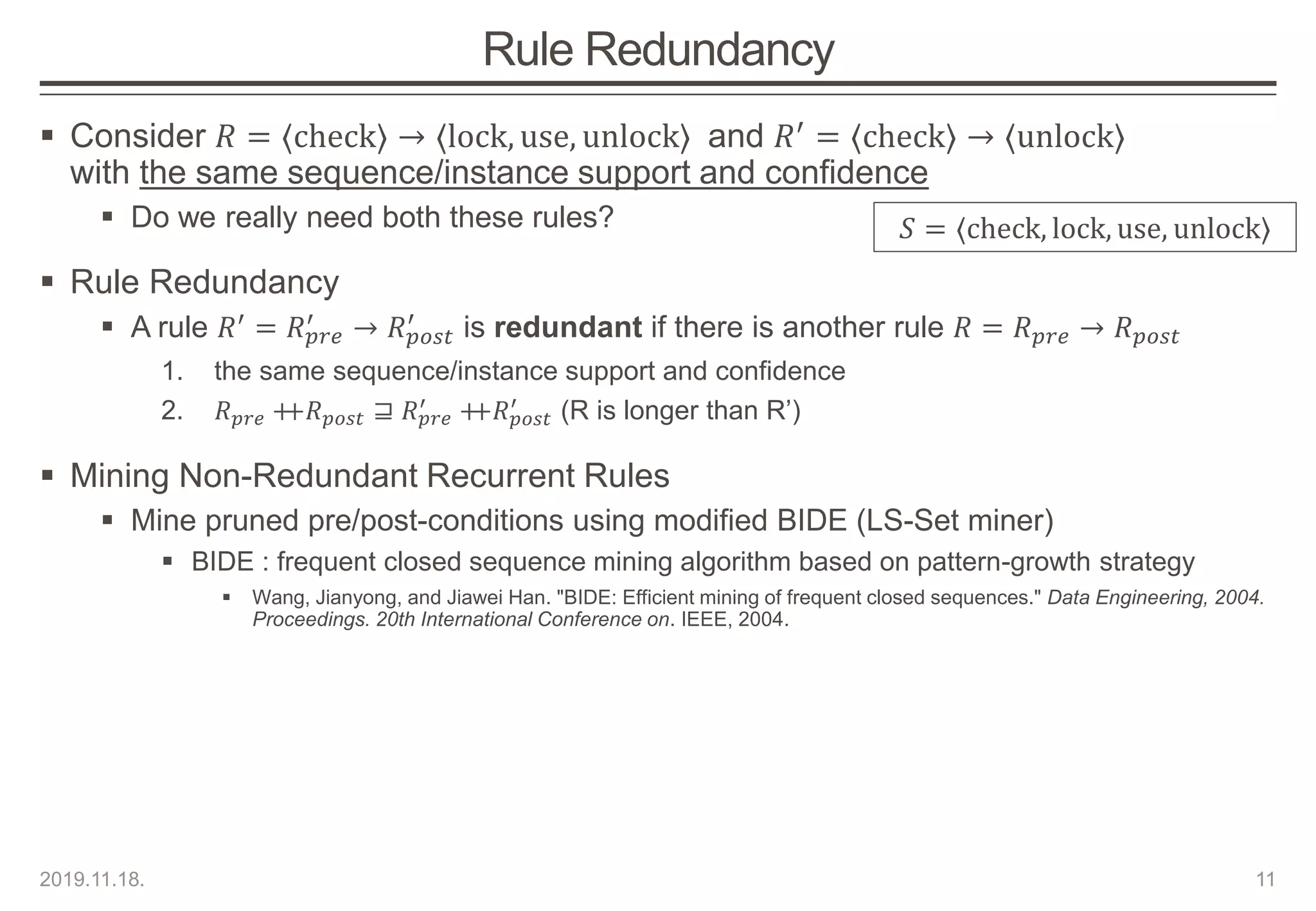 Mining Non Redundant Recurrent Rules From A Sequence Database Ppt