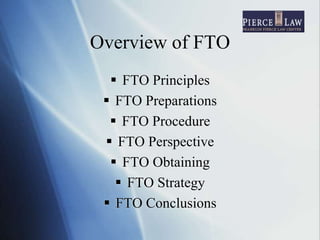 Freedom to Operate FTO | PPTX