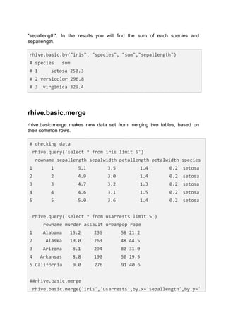 RHive tutorials - Basic functions | PDF | Databases | Computer Software and Applications