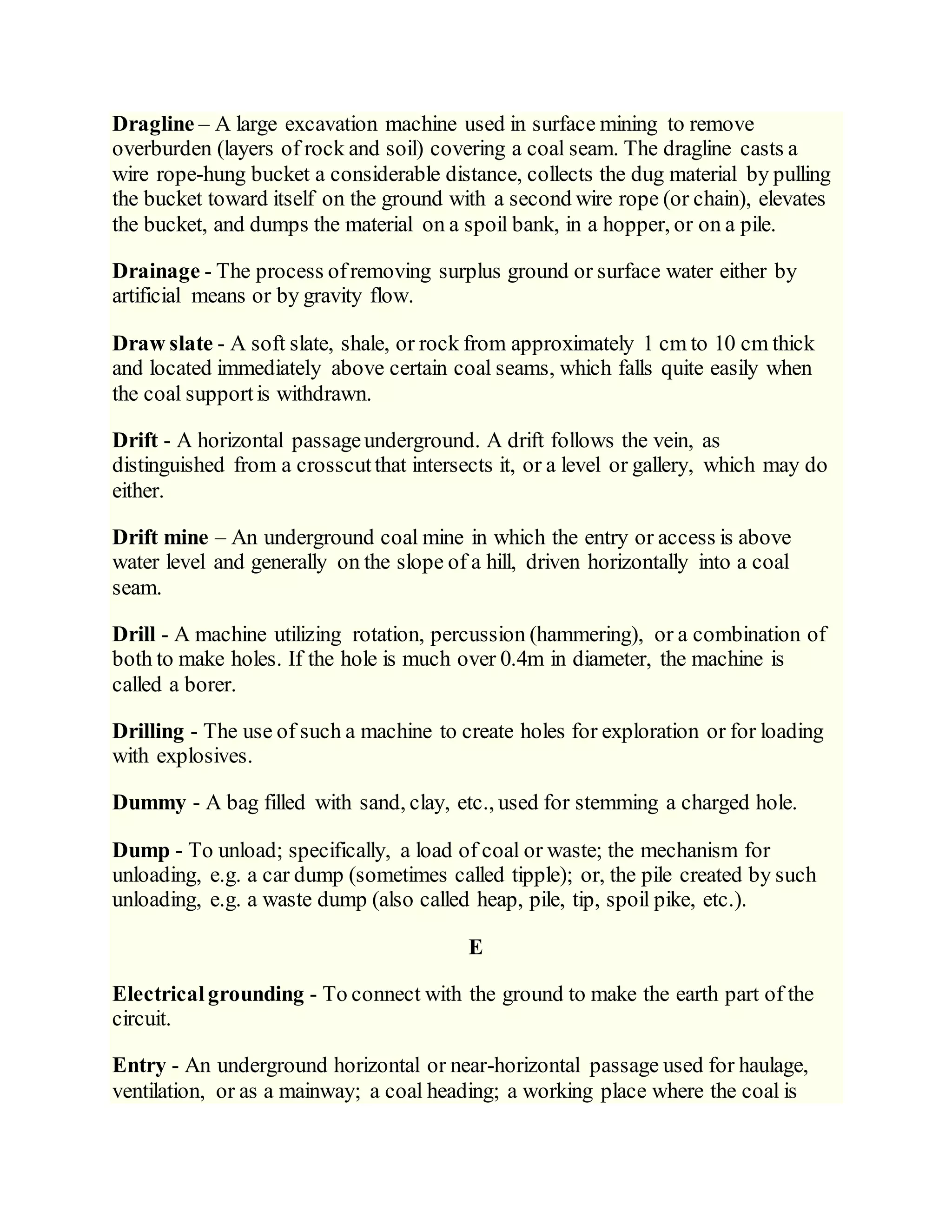 Mining terminology | DOCX