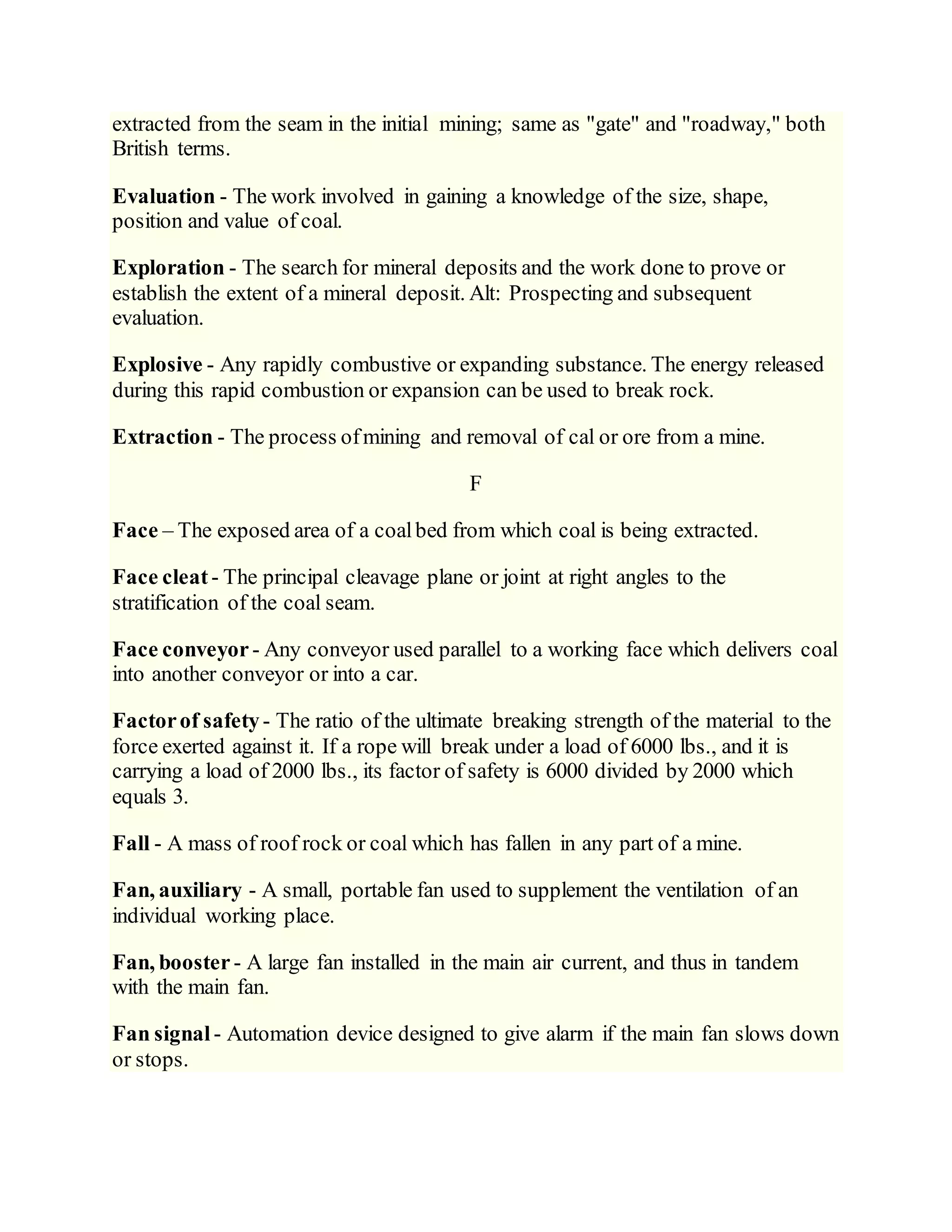 Mining terminology | DOCX