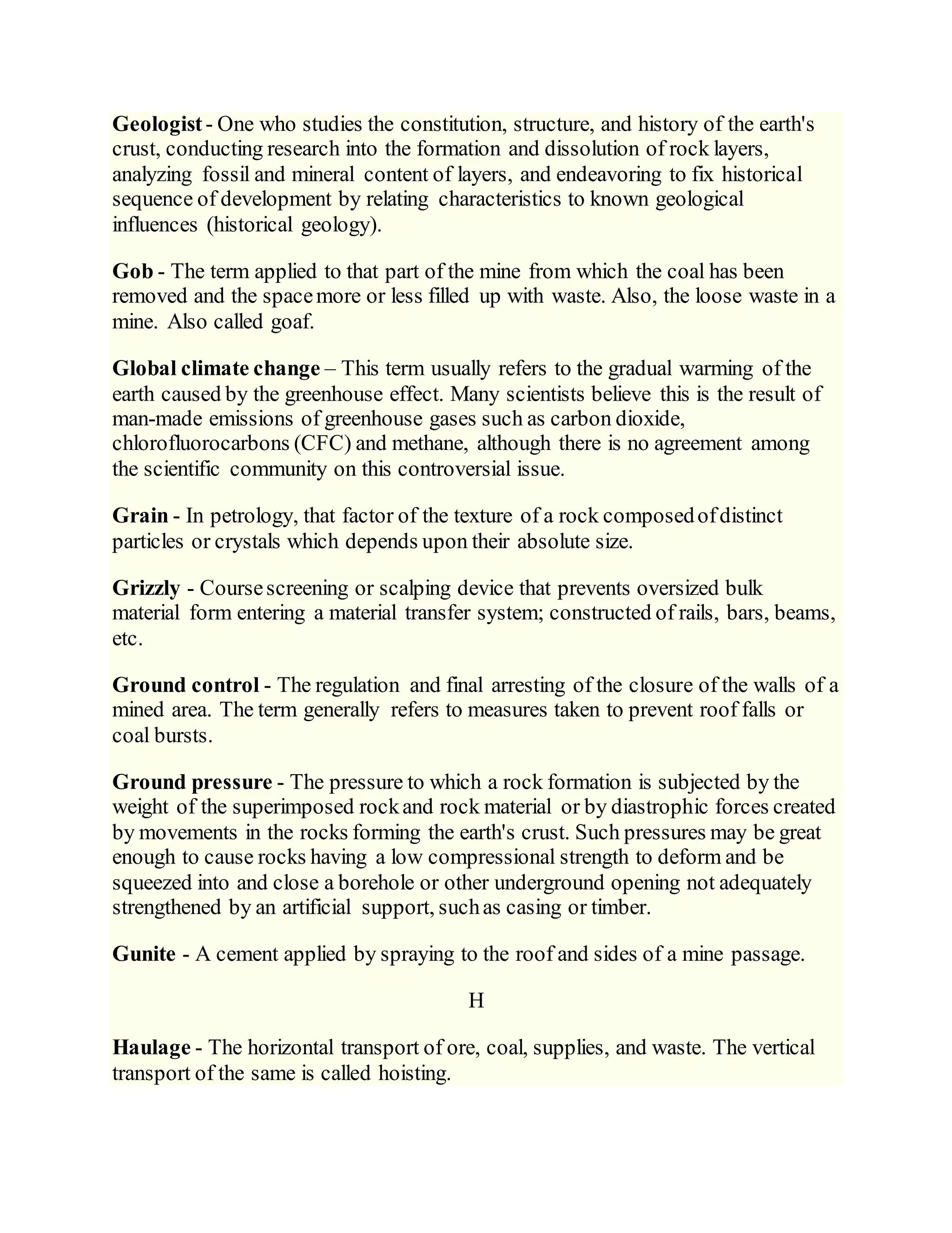 Mining terminology | DOCX
