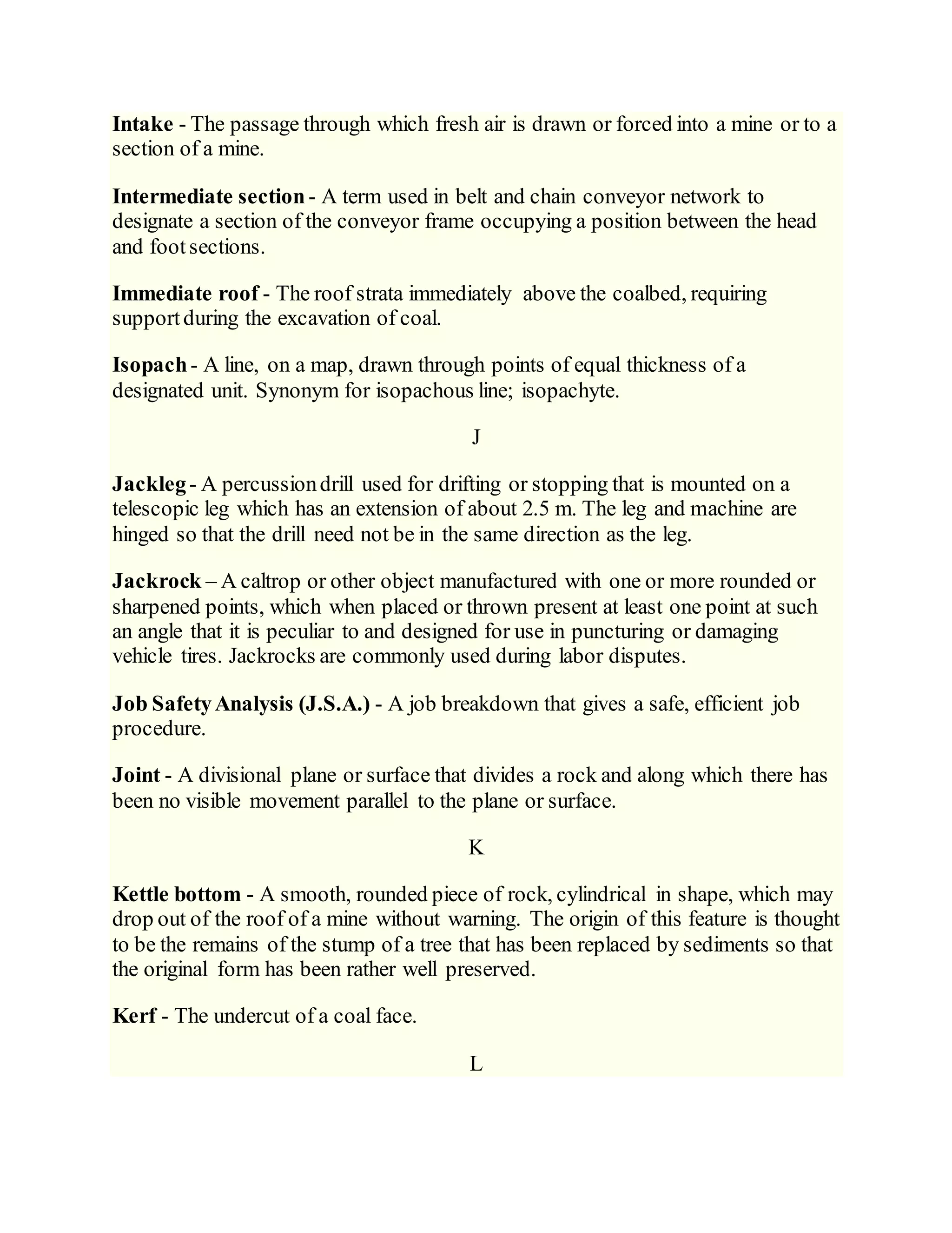 Mining terminology | DOCX