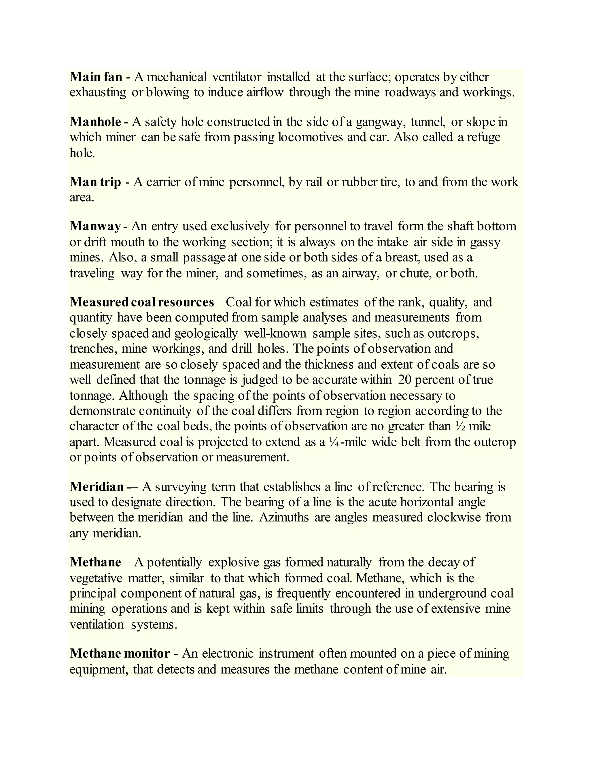 Mining terminology | DOCX