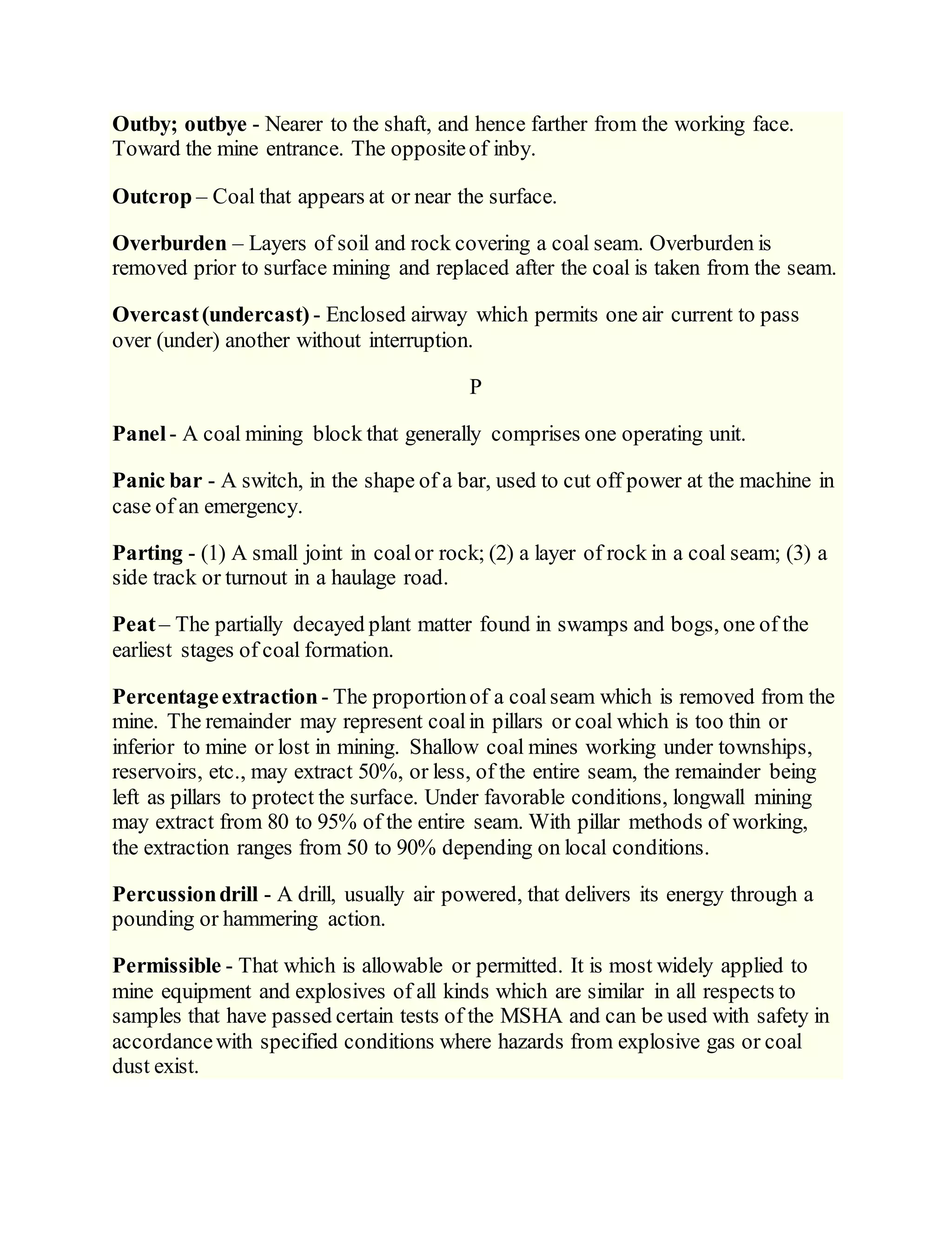 Mining terminology | DOCX