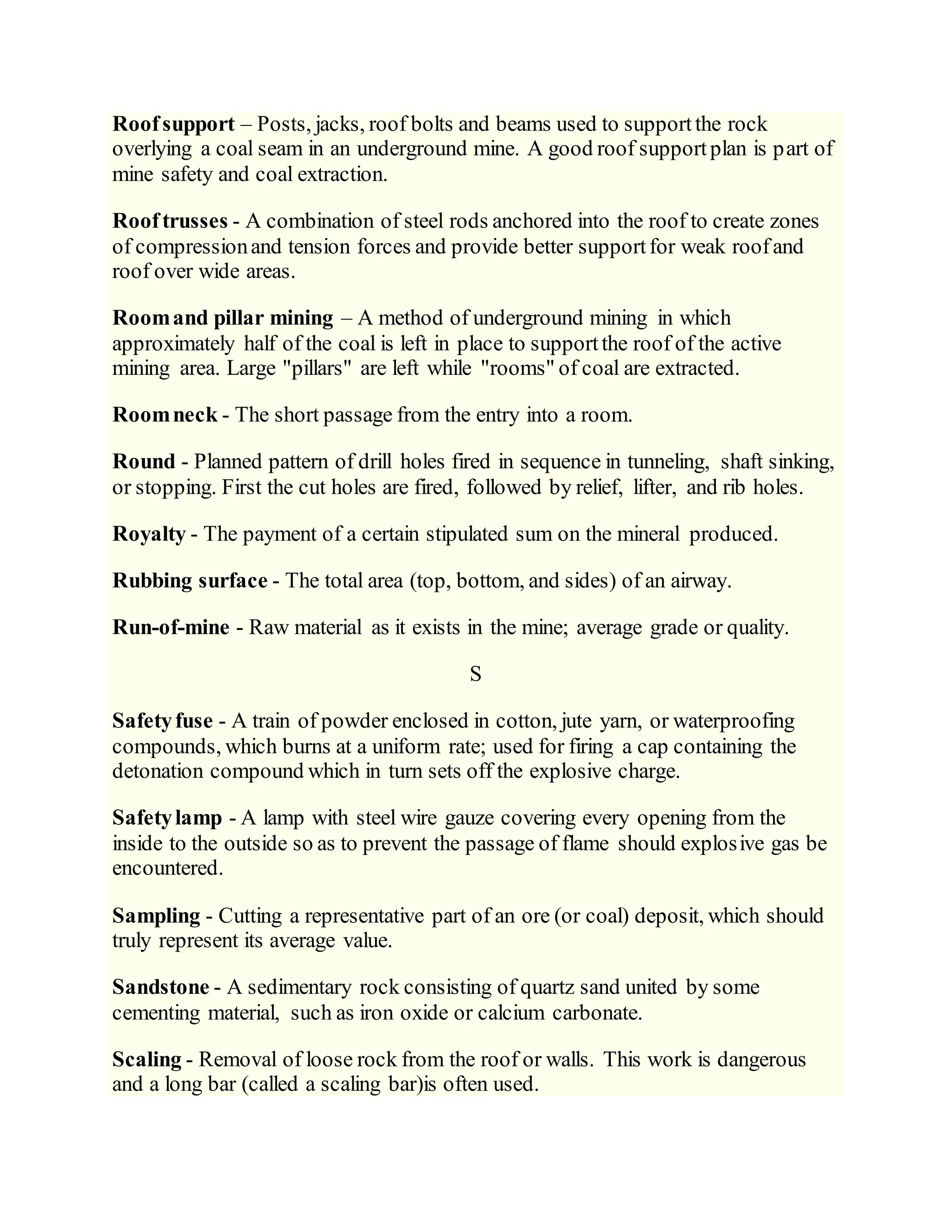 Mining terminology | DOCX