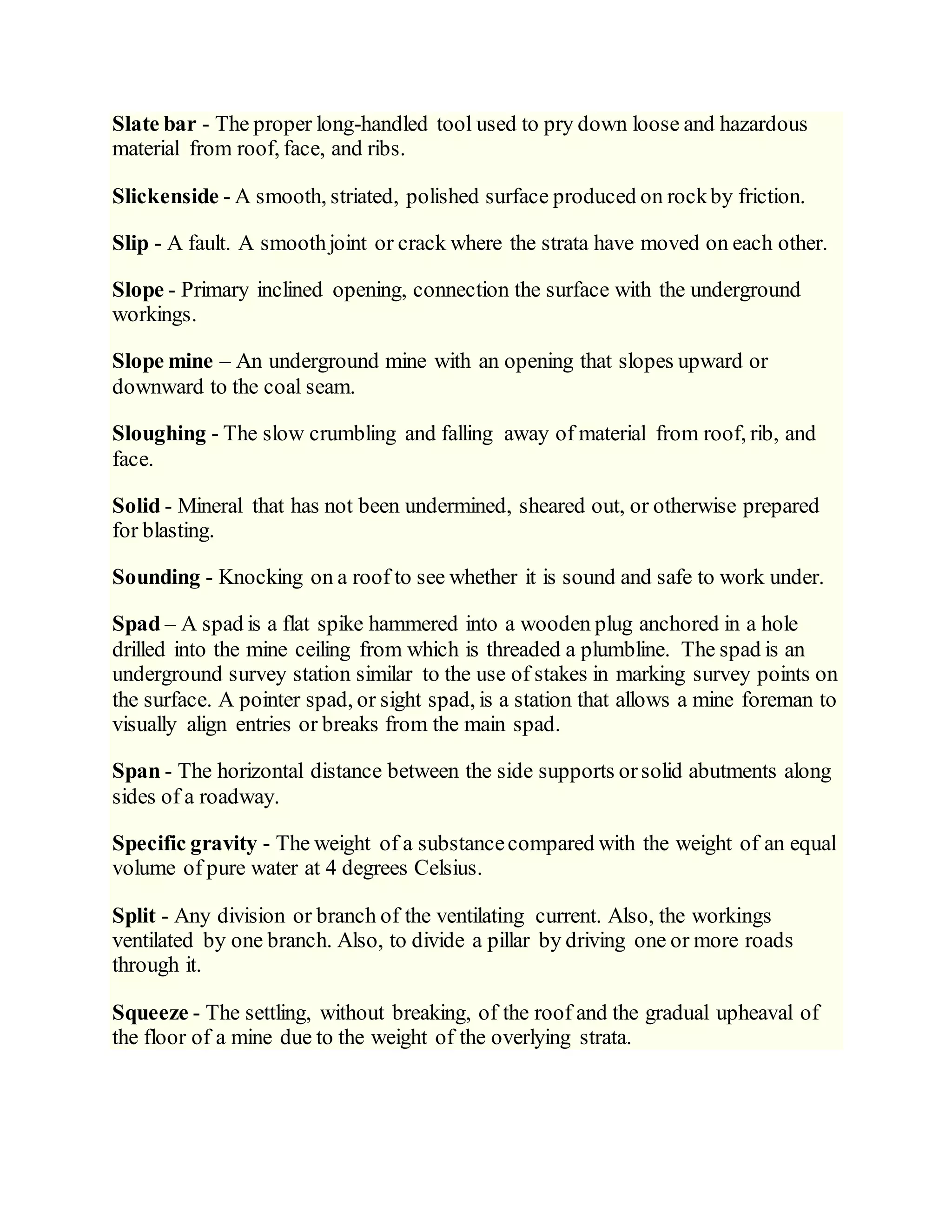 Mining terminology | DOCX