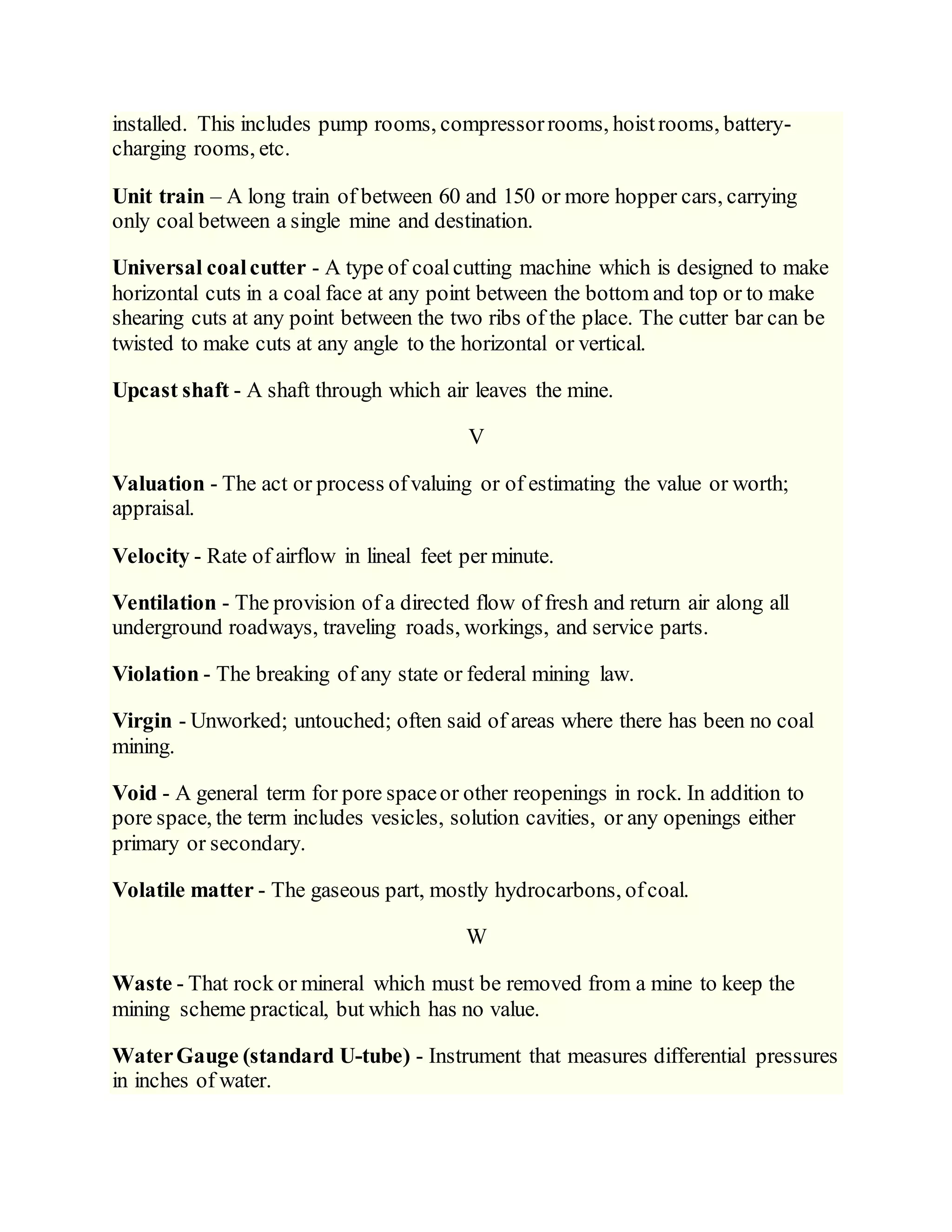 Mining terminology | DOCX